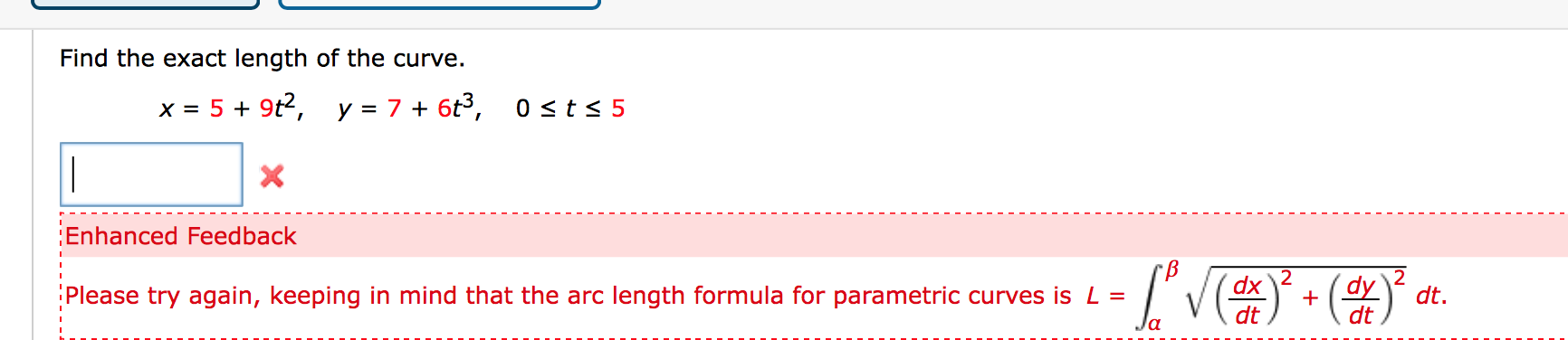 Solved Find the exact length of the curve. x = 5 + 9t2, y = | Chegg.com