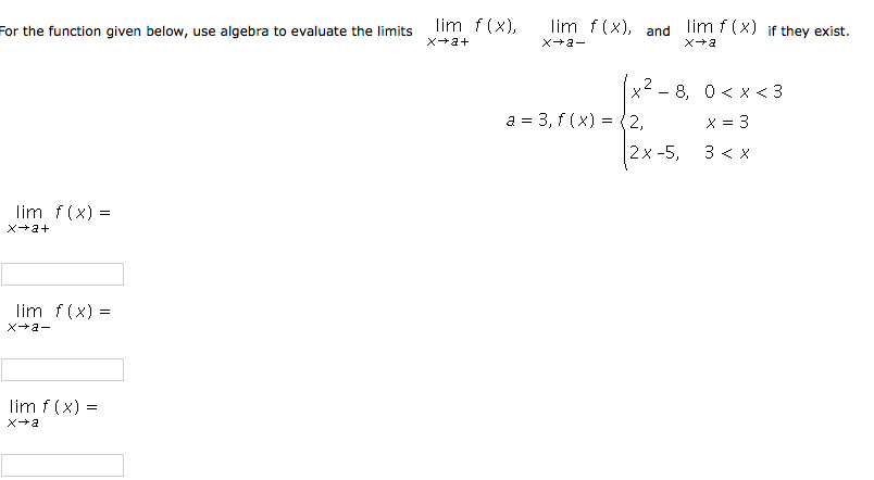 Solved For the function given below, use algebra to evaluate | Chegg.com