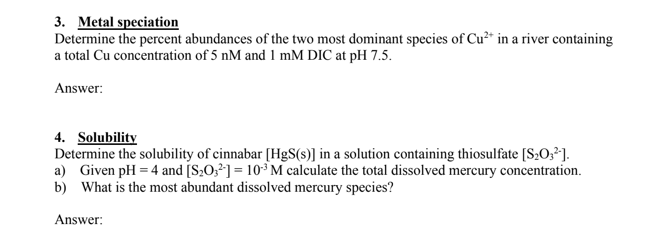 Solved 3. Metal speciation Determine the percent abundances | Chegg.com Solved 3. Metal speciation Determine the percent abundances | Chegg.com