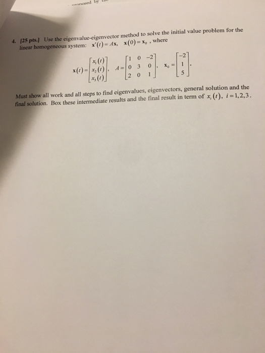 Solved Erosed By Use The Eigenvalue Eigenvector Method To 1257