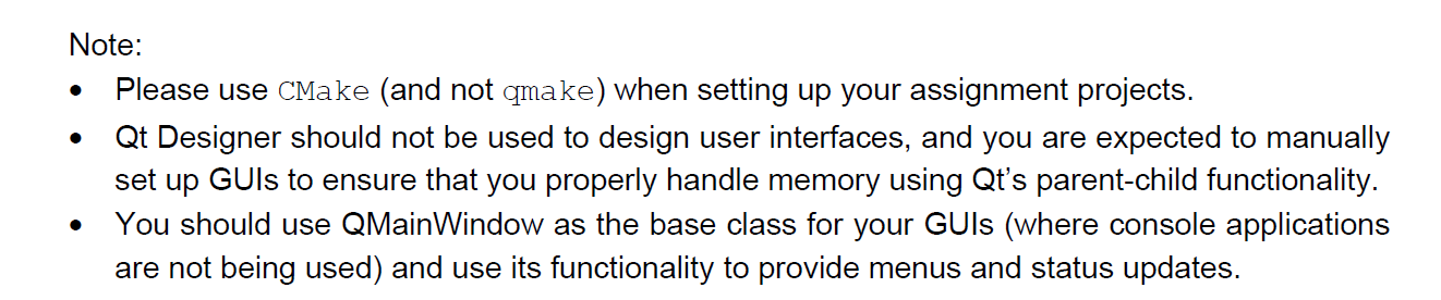 Solved Note: - Please use CMake (and not qmake) when setting | Chegg.com