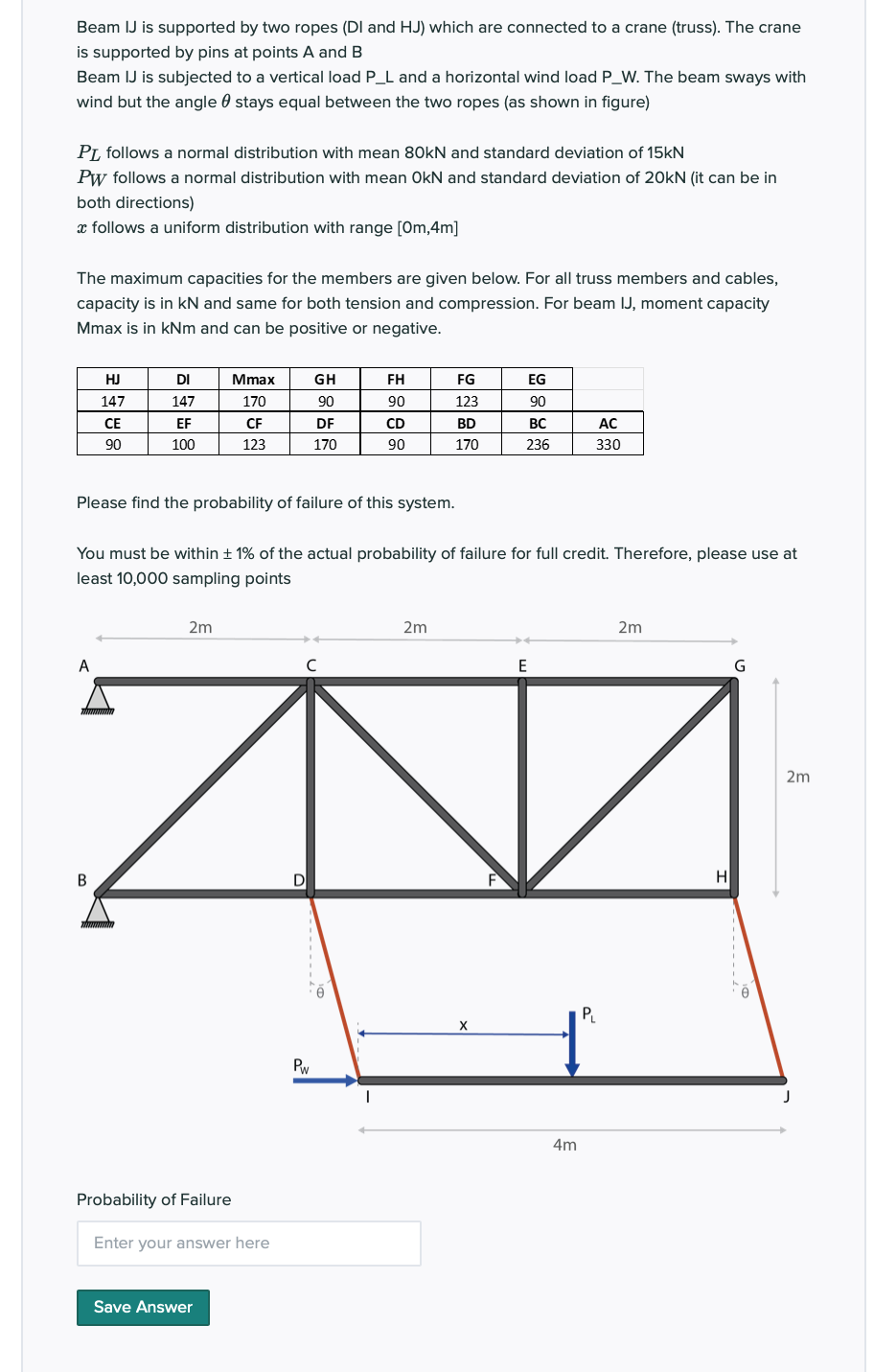Beam IJ is supported by two ropes (DI and HJ ) which | Chegg.com