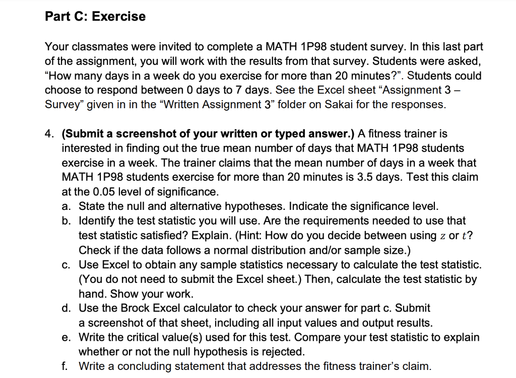 Solved Part C: Exercise Your classmates were invited to | Chegg.com