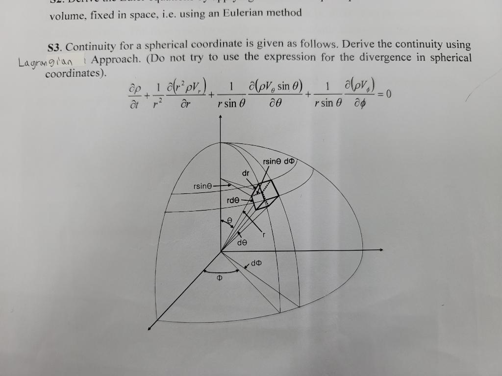 Solved Fluid mechanics derive the continuity eq(spherical | Chegg.com