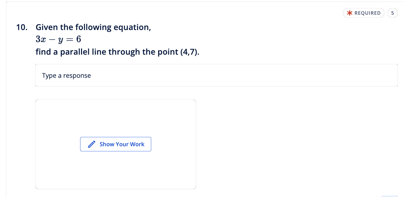 Solved 10. Given the following equation, 3x−y=6 find a | Chegg.com