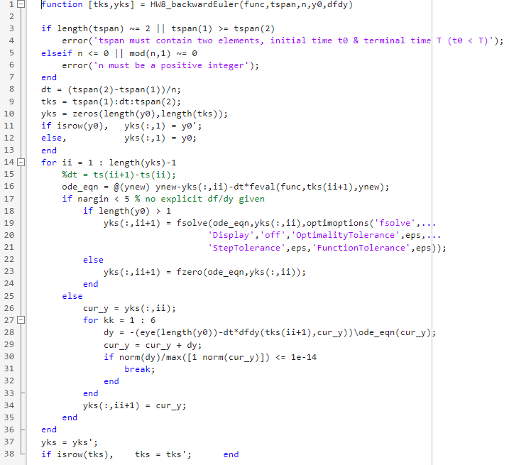 {y′=−m[y2−e−2t(t2+1)2]−y+2te−ty(0)=1Q2 (MATLAB, 15pts | Chegg.com