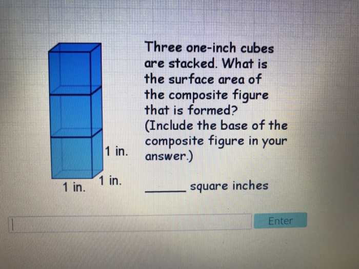 Solved Three one-inch cubes are stacked. What is the surface | Chegg.com