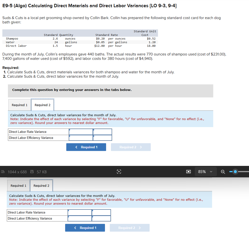 Solved Calculate Suds \& Cuts, direct labor variances for | Chegg.com