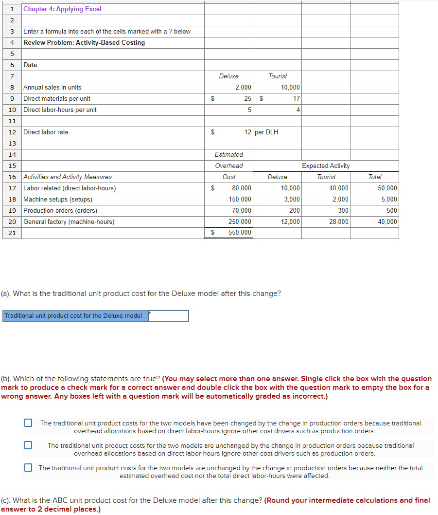 Solved Step 2: Then enter formulas in all cells that contain | Chegg.com
