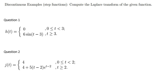 Solved Discontinuous Examples (step functions): Compute the | Chegg.com