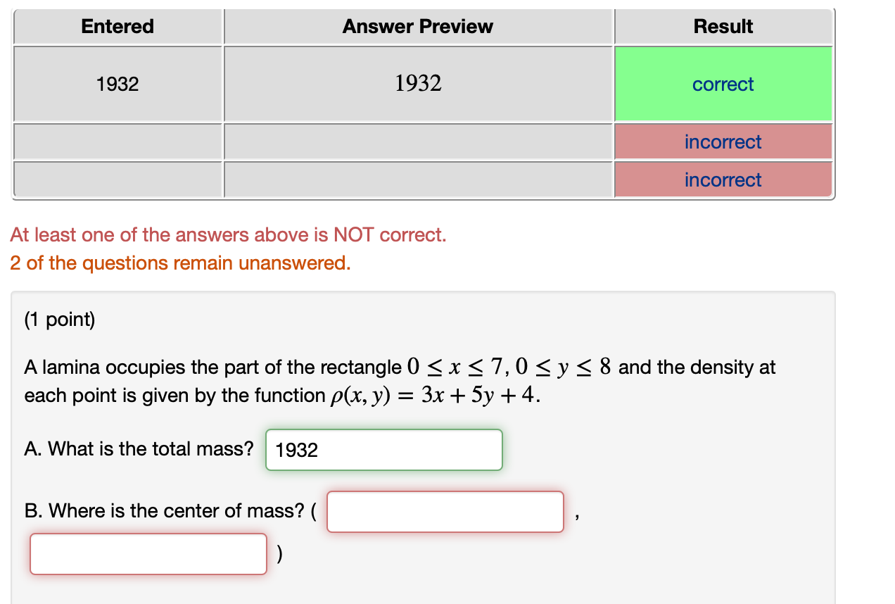Solved Entered Answer Preview Result 1932 1932 correct | Chegg.com