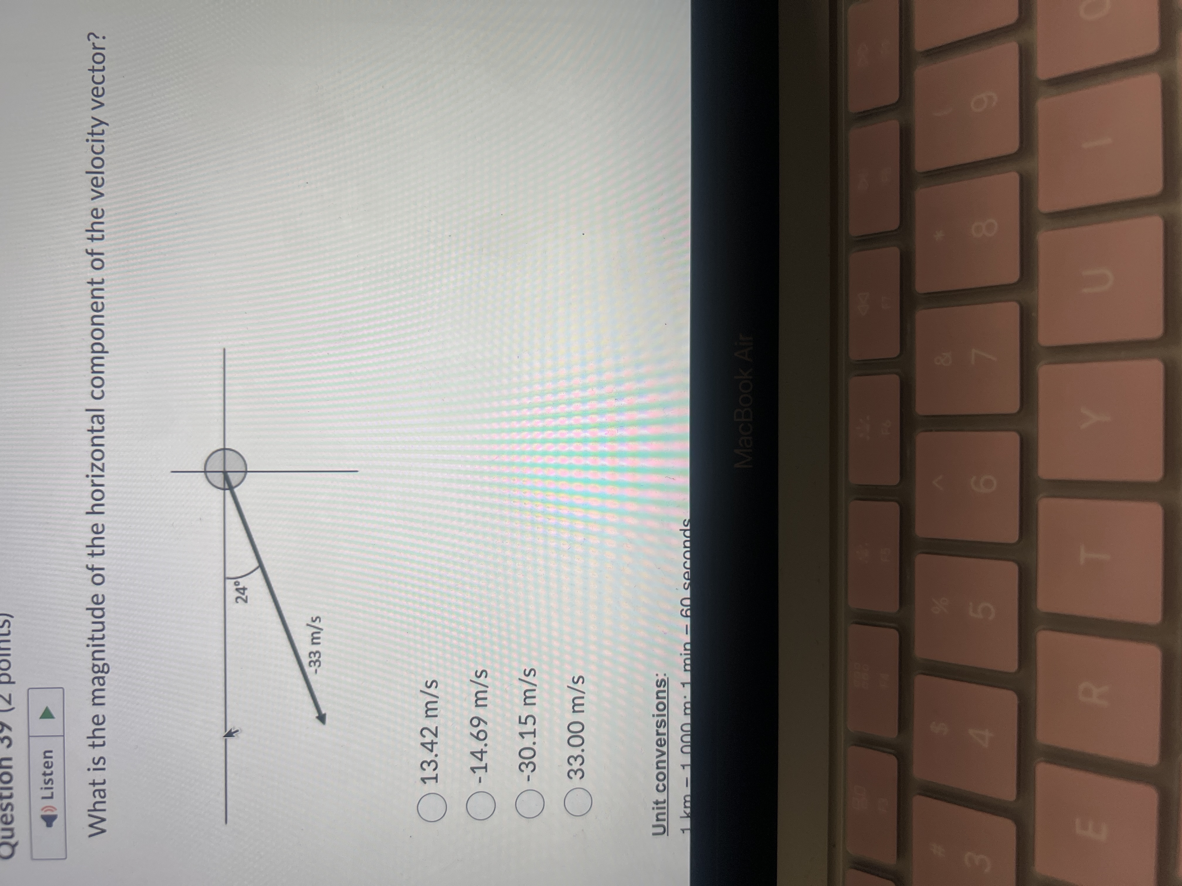 Solved What is the magnitude of the horizontal component of | Chegg.com