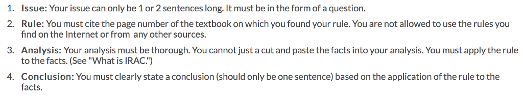 Must use the IRAC format to complete them. Please | Chegg.com