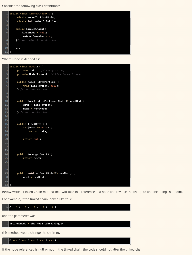 Solved \begin{tabular}{r|r} 1 & public class LinkedChain | Chegg.com