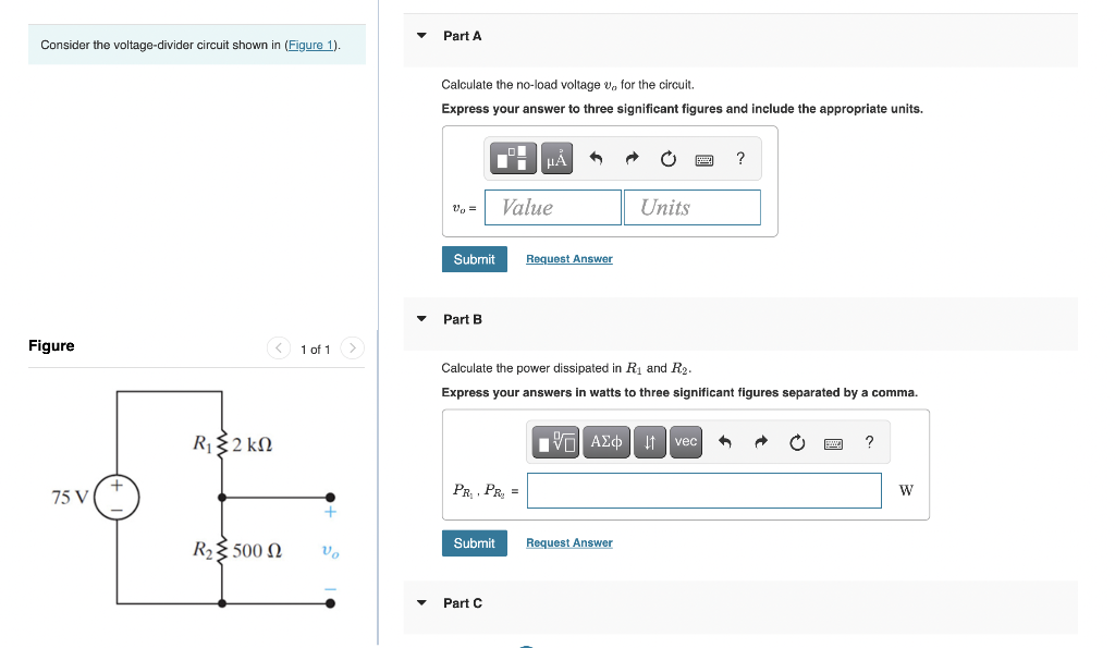 Solved Consider the voltage-divider circuit shown in Part A | Chegg.com