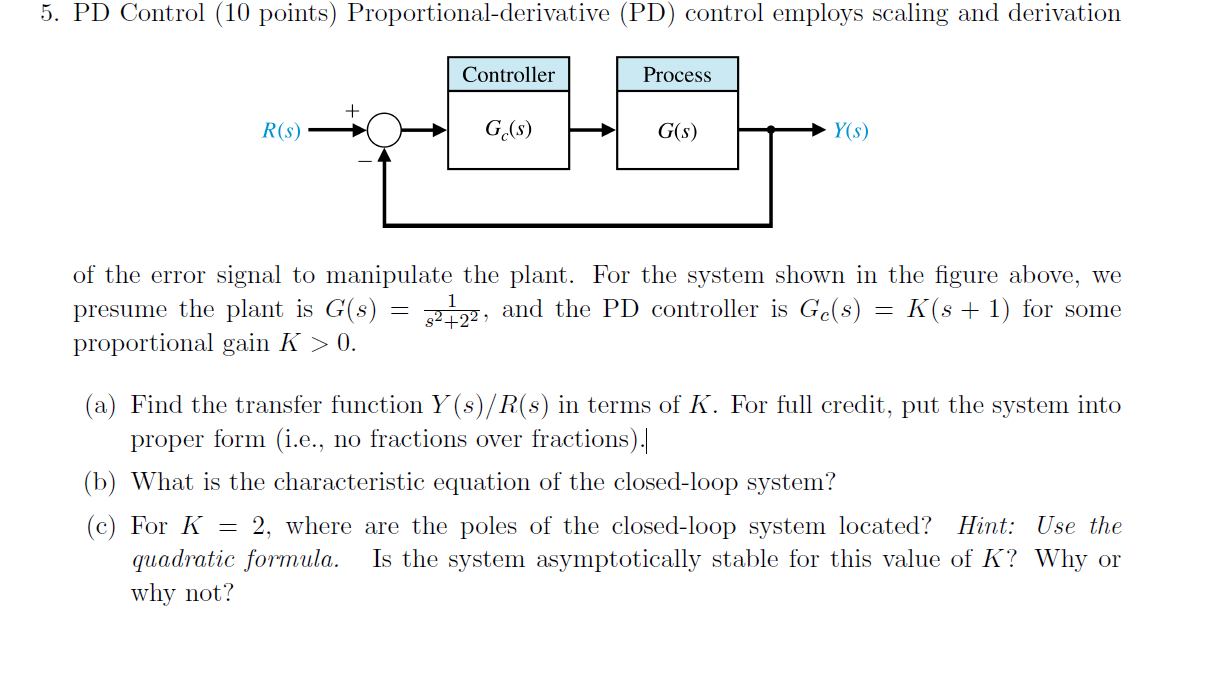 Solved PD ﻿Control proportional-derivative (PD) ﻿control | Chegg.com
