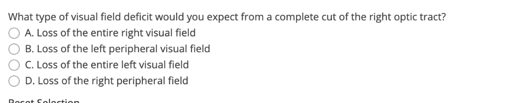 Solved What type of visual field deficit would you expect | Chegg.com