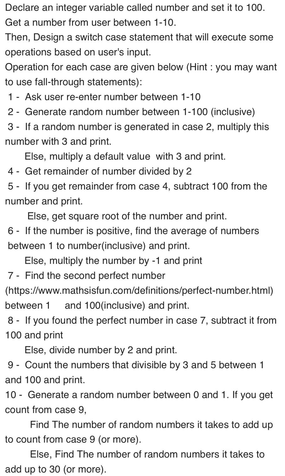 Solved Declare an integer variable called number and set it | Chegg.com