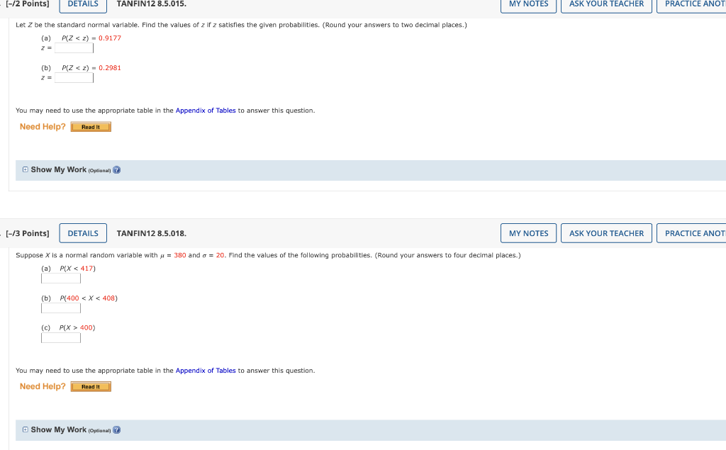 (a) P(Z400) You may need to use the appropriate table | Chegg.com