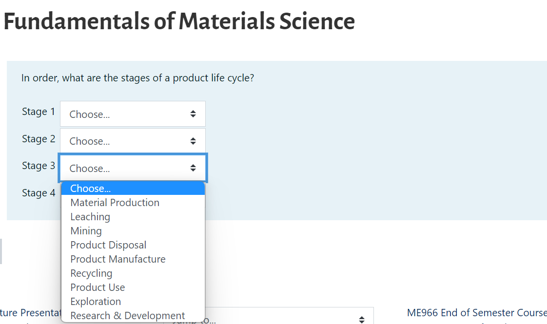 Solved Fundamentals of Materials Science In order, what are | Chegg.com