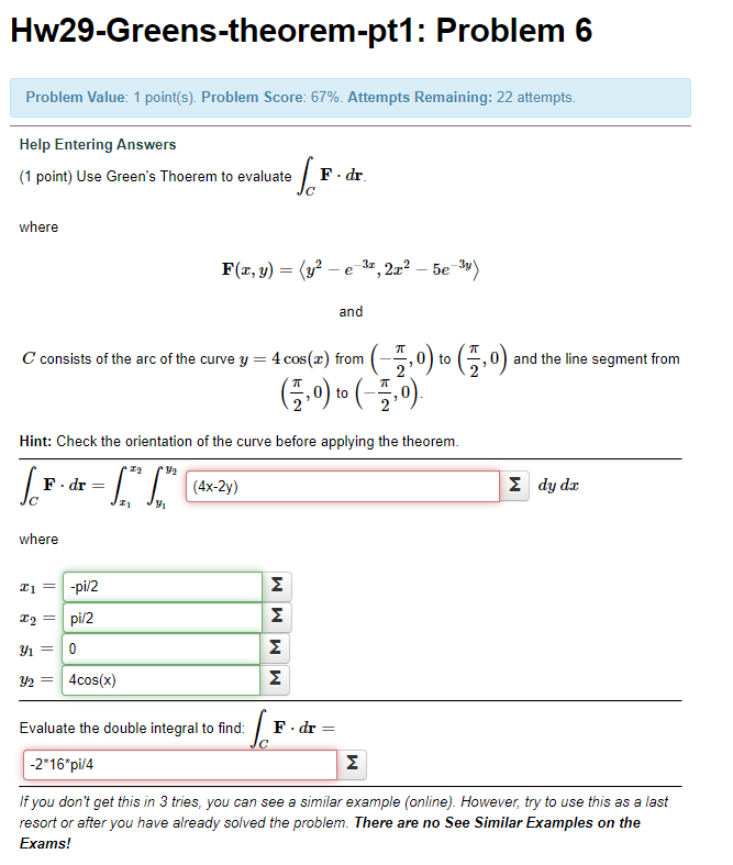 Solved Hw29-Greens-theorem-pt1: Problem 6 Problem Value: 1 | Chegg.com