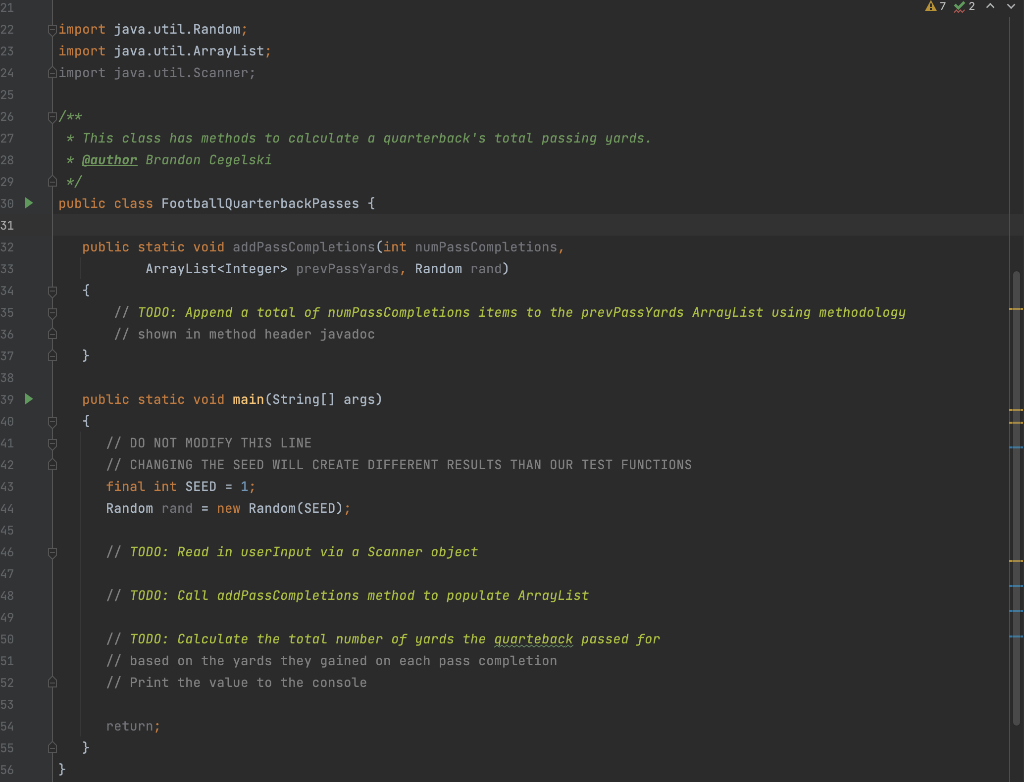 Solved Quarterback Completion Yards Write this program using | Chegg.com