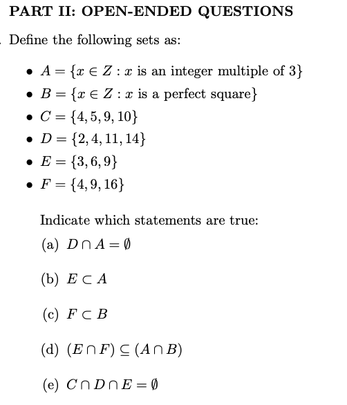 Solved PART II: OPEN-ENDED QUESTIONS Define the following | Chegg.com
