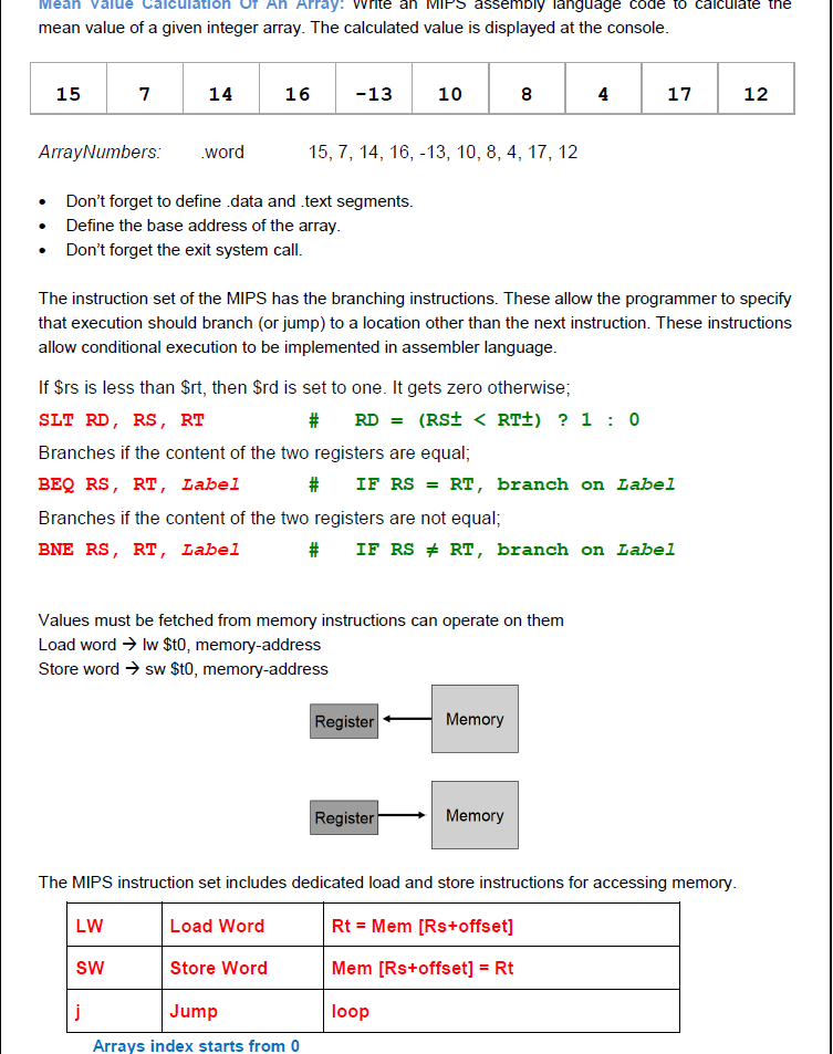 Solved Mean An Array: assembly language code to calculate | Chegg.com