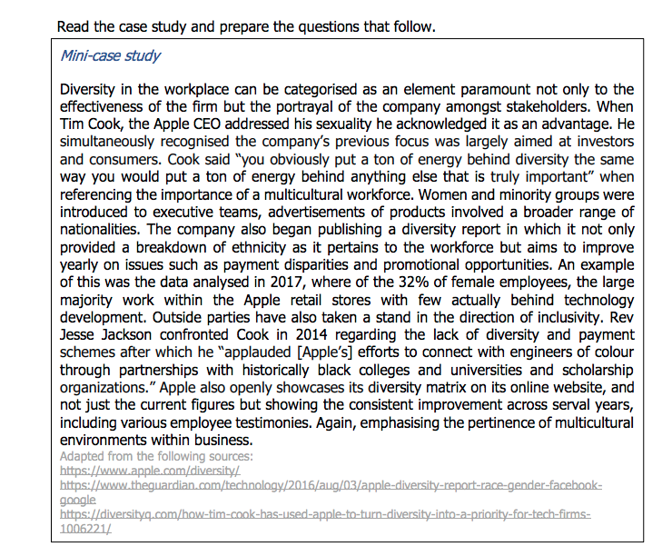 Solved Read the case study and prepare the questions that | Chegg.com
