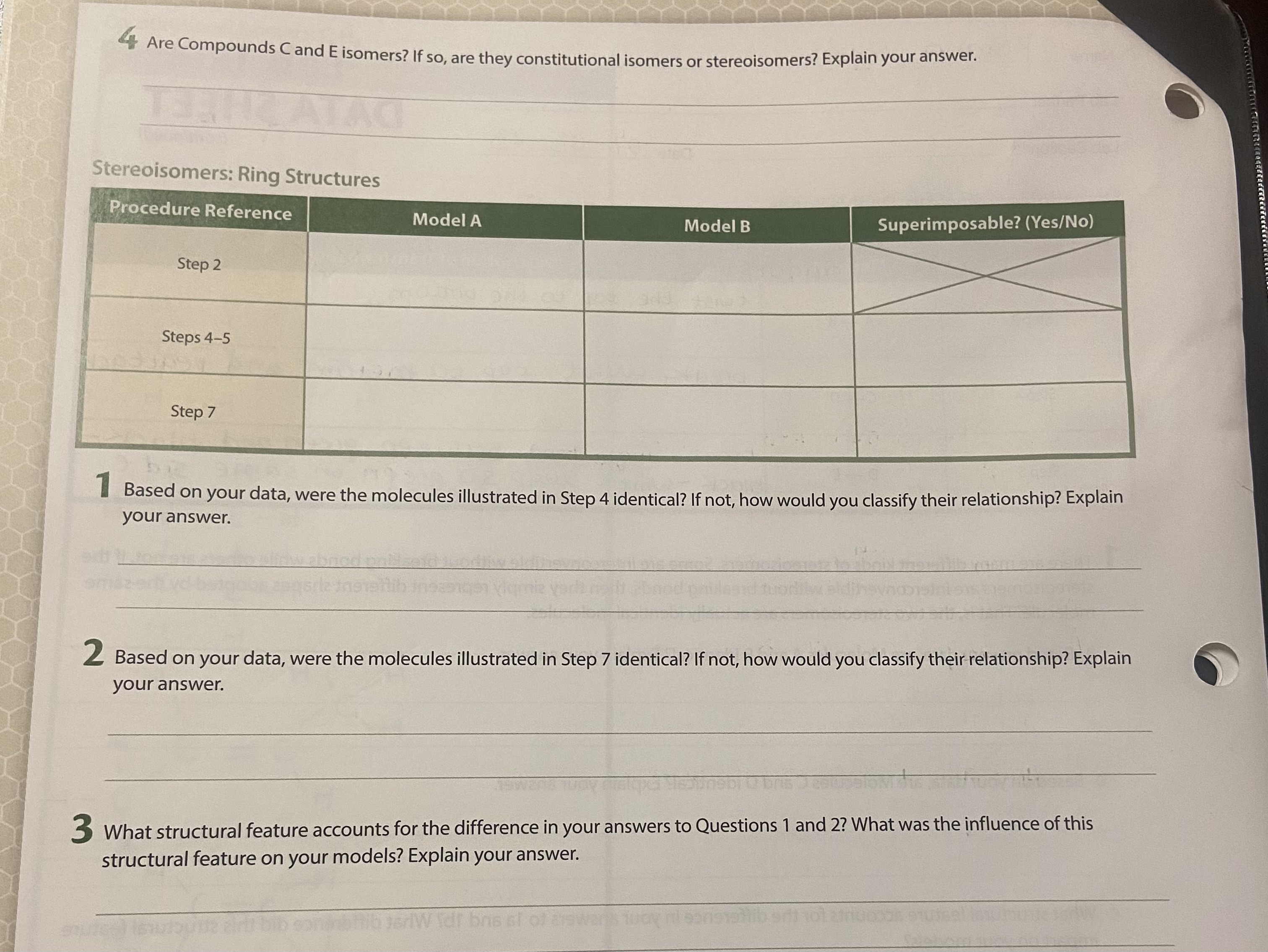 Solved Stereoisomers: Ring Structures (1) Make two molecular | Chegg.com