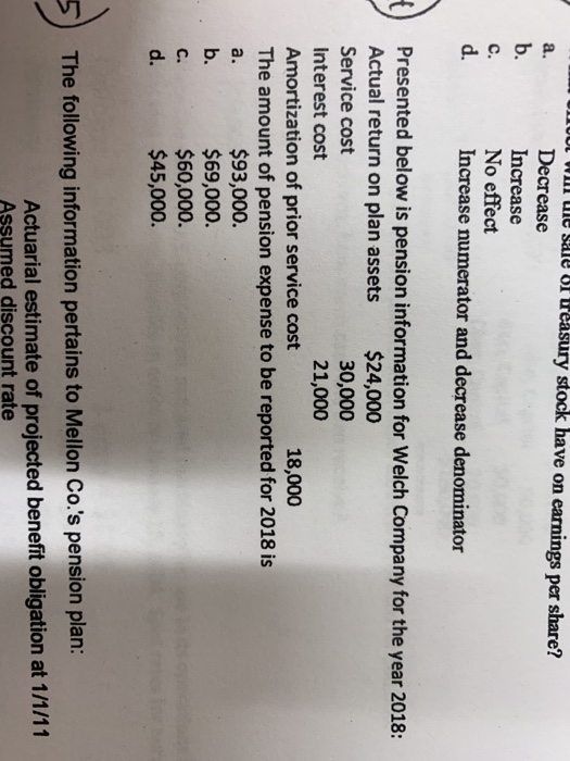 Solved Stock Have On Earnings Per Share Decrease Increase 4083