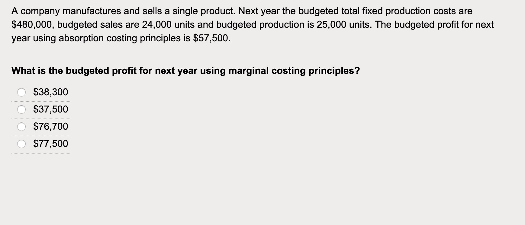 Solved A company manufactures and sells a single product. | Chegg.com