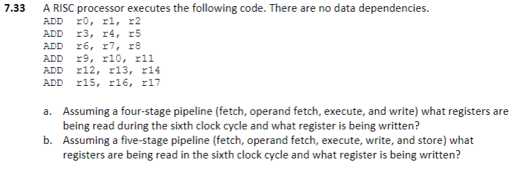 Solved A RISC processor executes the following code. There | Chegg.com