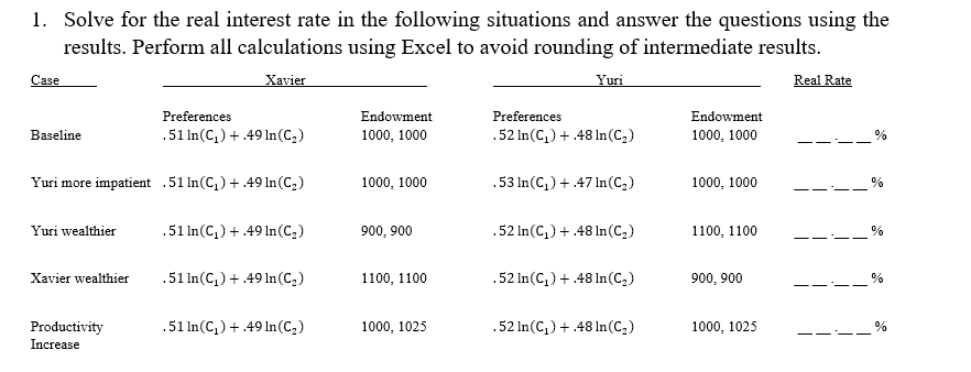 Solved 1. Solve for the real interest rate in the following | Chegg.com