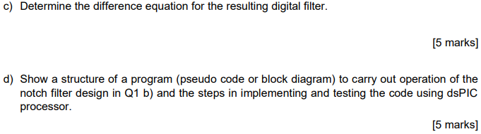 Solved c) Determine the difference equation for the | Chegg.com