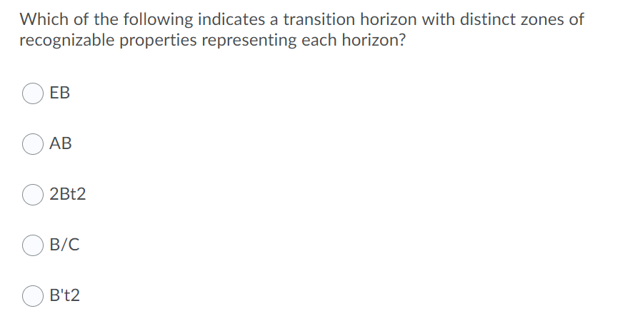 Solved Which of the following indicates a transition horizon | Chegg.com