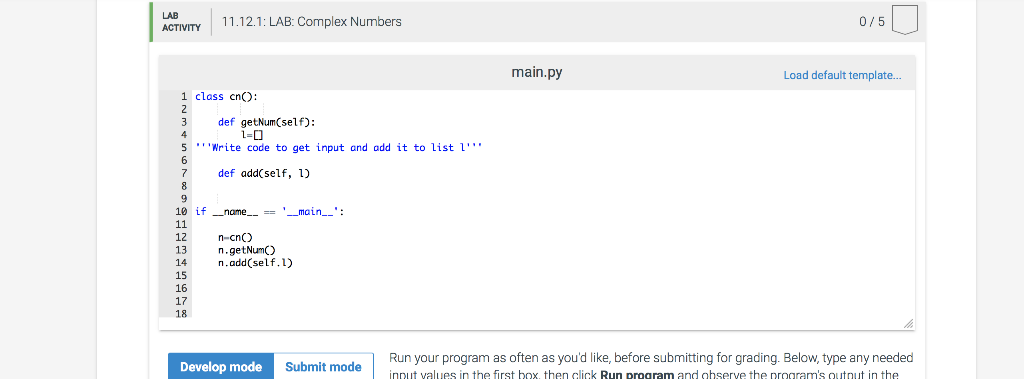 Solved 11.12 LAB: Complex Numbers Write a class complex0 | Chegg.com