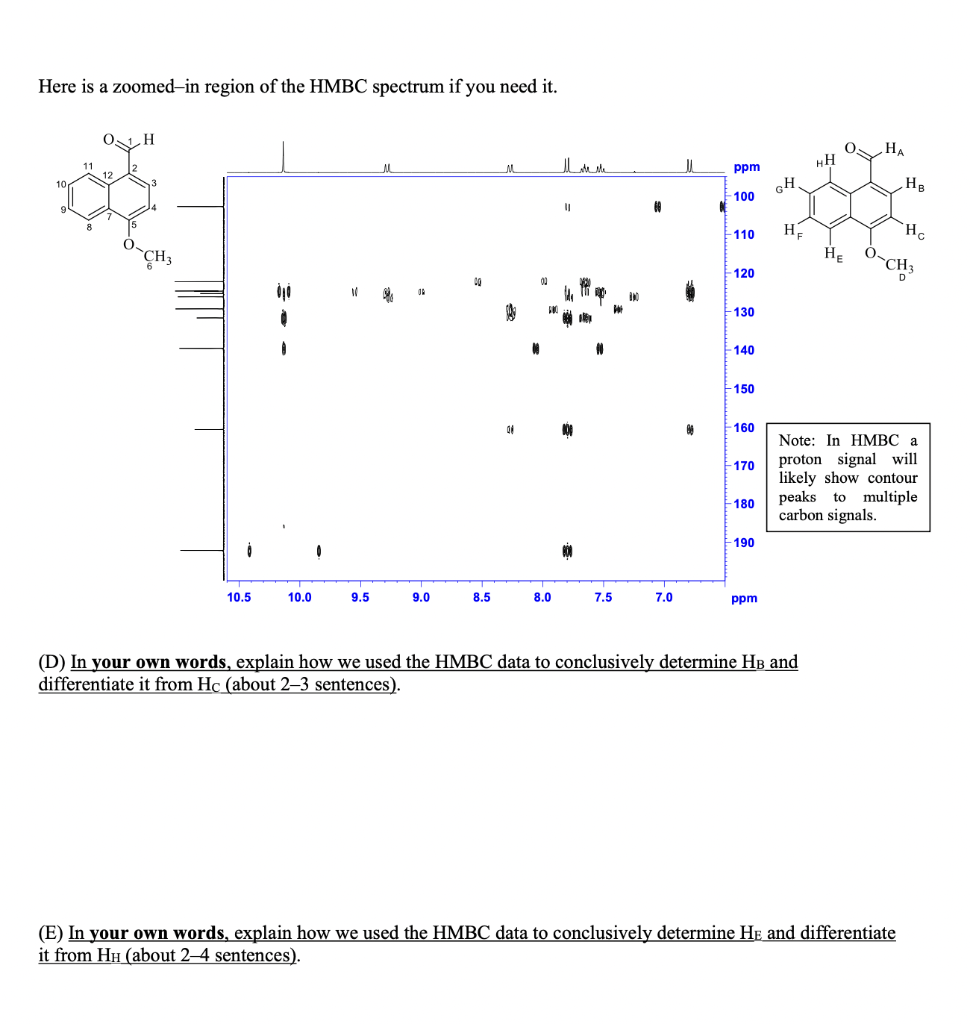III. 2D HMBC NMR Data (20 pts). With the initial 'H | Chegg.com