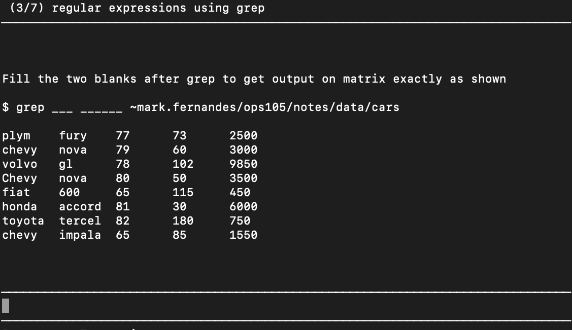 Solved 37 Regular Expressions Using Grep Fill The Two 