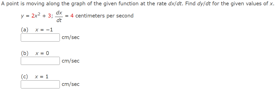 Solved A point is moving along the graph of the given | Chegg.com
