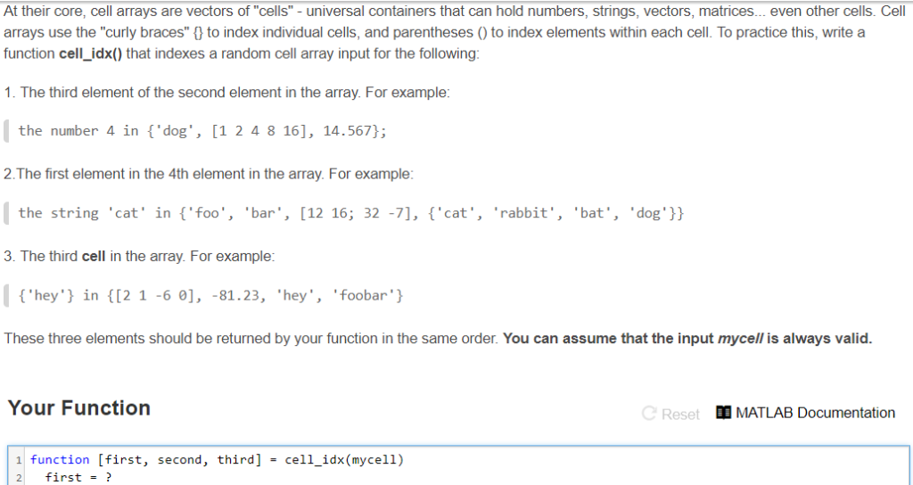 Solved At their core, cell arrays are vectors of "cells"- | Chegg.com