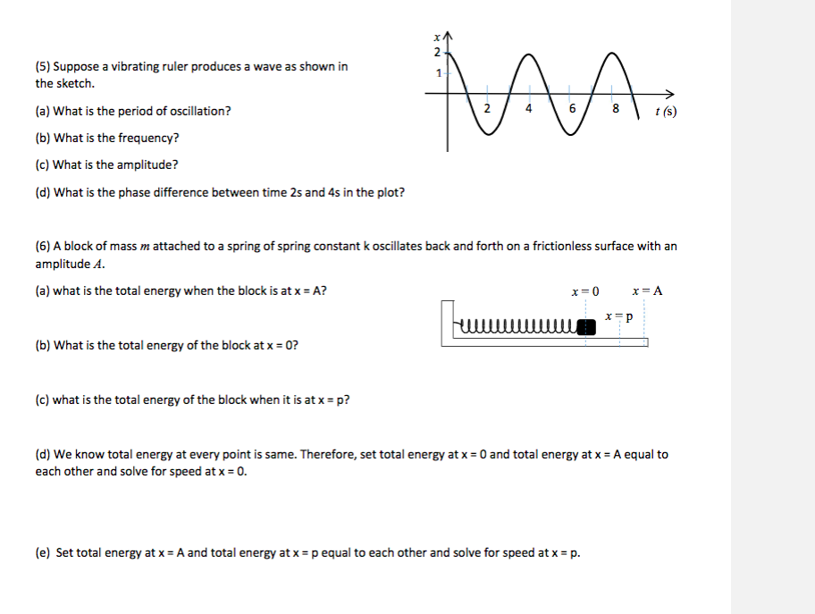 Solved (5) Suppose a vibrating ruler produces a wave as | Chegg.com