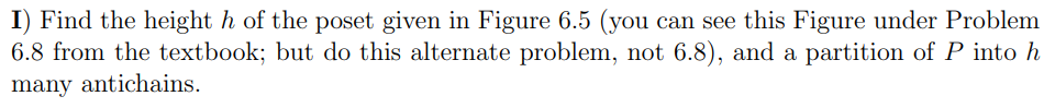 Solved I) Find the height h of the poset given in Figure 6.5 | Chegg.com
