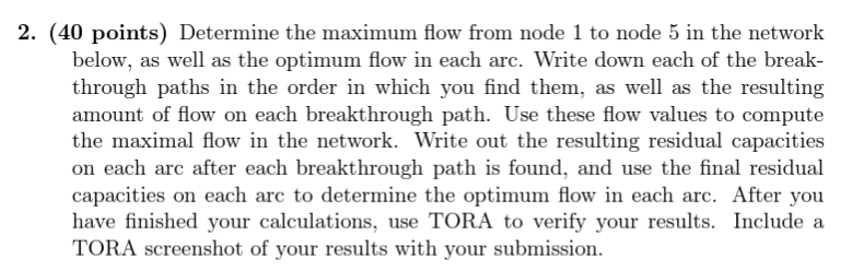 2. (40 points) Determine the maximum flow from node 1 | Chegg.com