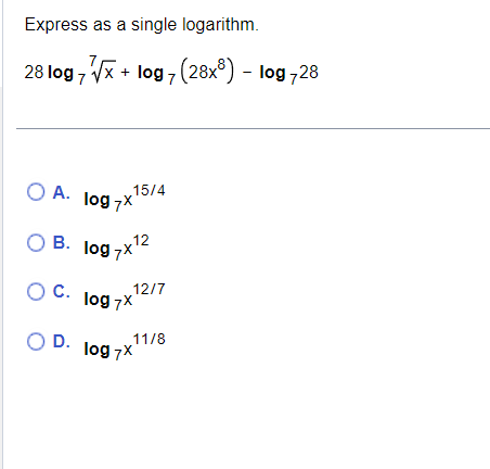 Solved Express as a single logarithm. | Chegg.com