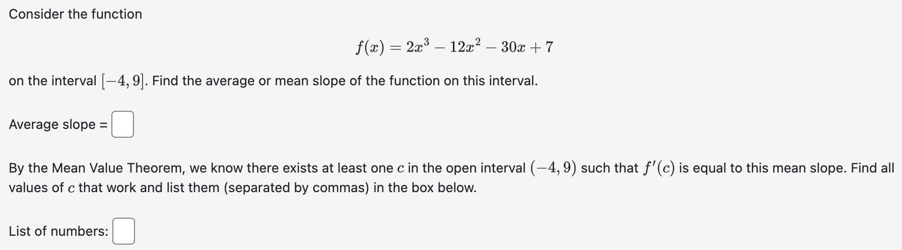 Solved Consider the functionf(x)=2x3-12x2-30x+7on the | Chegg.com