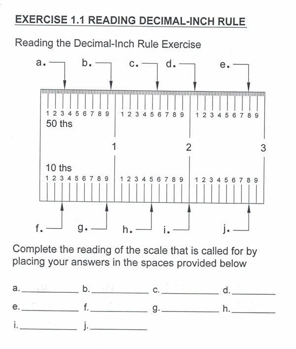 Solved EXERCISE 1.1 ﻿READING DECIMAL-INCH RULEReading the | Chegg.com