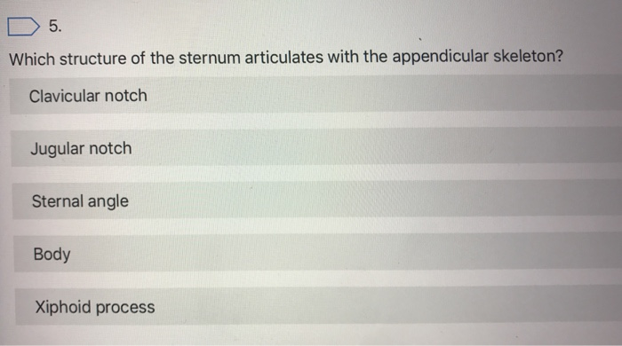 Solved Which structure of the sternum articulates with the | Chegg.com