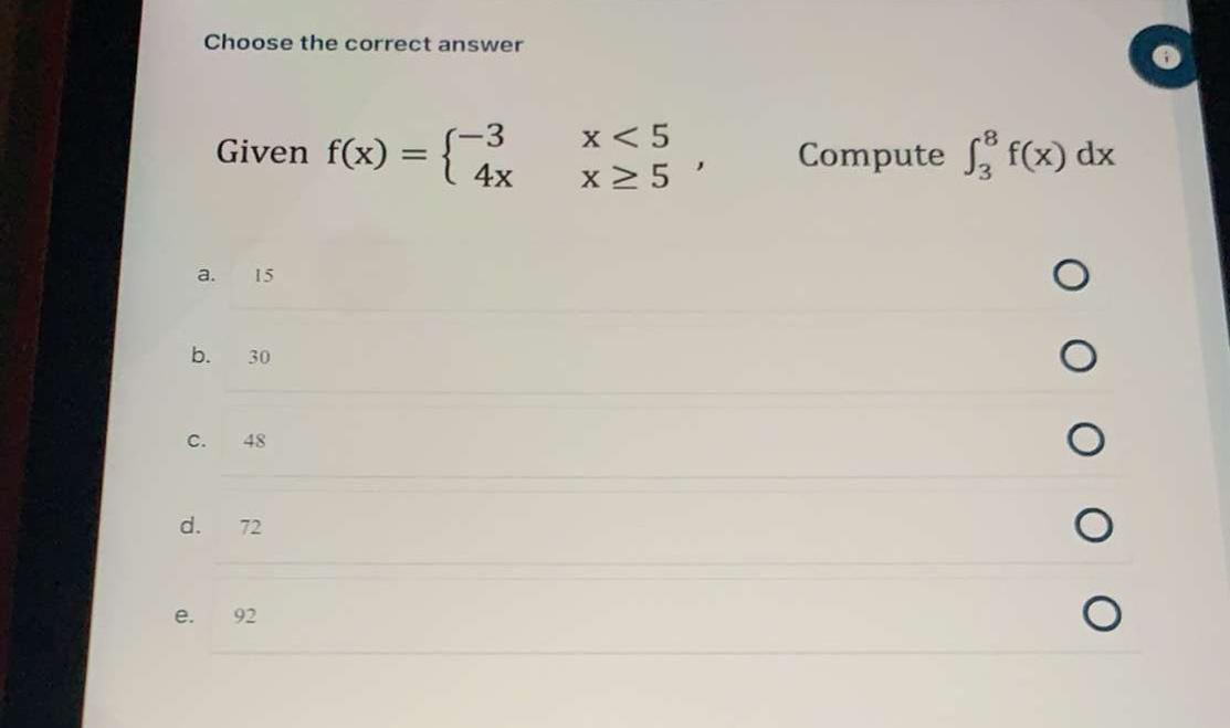 Solved Choose the correct answer d Given f(x) = { -3 4x x