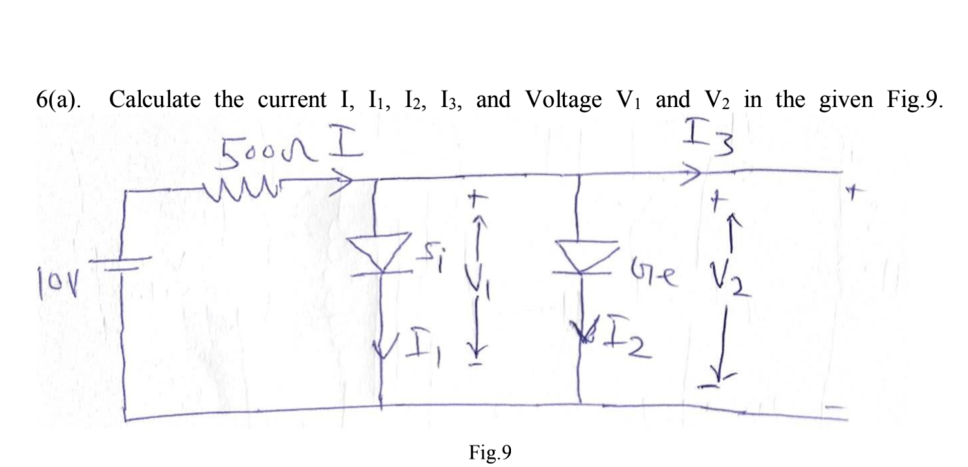 Solved 6(a). Calculate the current I, I1, I2, I3, and | Chegg.com